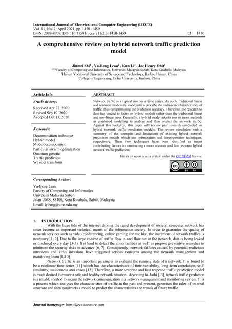 A Comprehensive Review On Hybrid Network Traffic Prediction Model Pdf