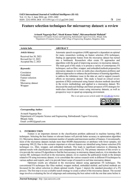 Feature Selection Techniques For Microarray Dataset A Review Pdf