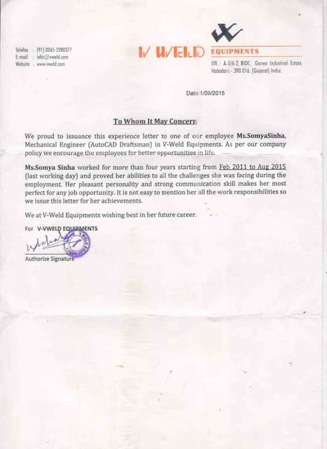 Experience Letter | PDF