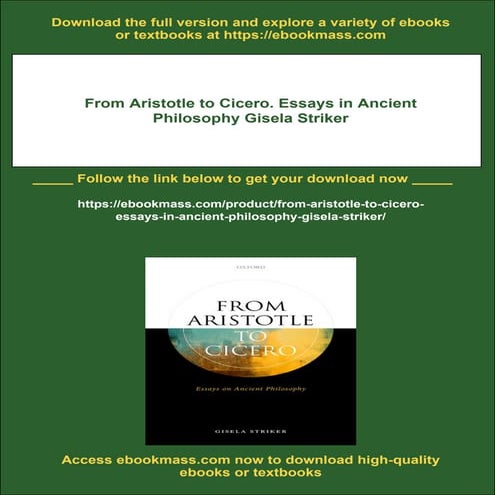 From Aristotle to Cicero. Essays in Ancient Philosophy Gisela Striker | PDF
