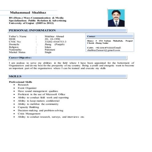 Shahbaz CV's with pics | DOCX