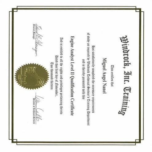 ENGINE WINDROCK CERTIFICATE | PDF