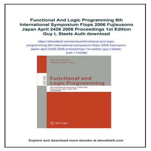 Functional And Logic Programming 8th International Symposium Flops 2006 Fujisusono Japan April ...