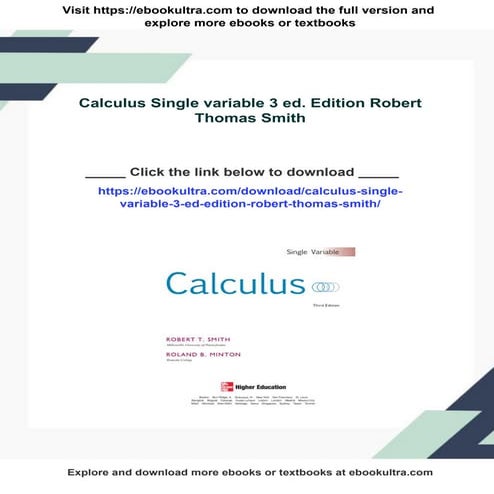 Calculus Single variable 3 ed. Edition Robert Thomas Smith | PDF