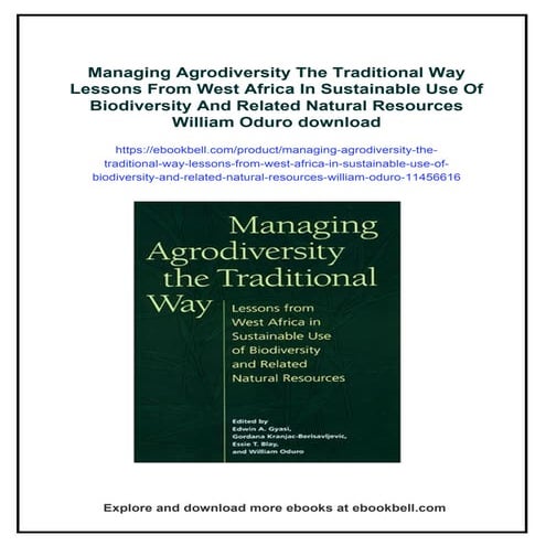 Managing Agrodiversity The Traditional Way Lessons From West Africa In ...