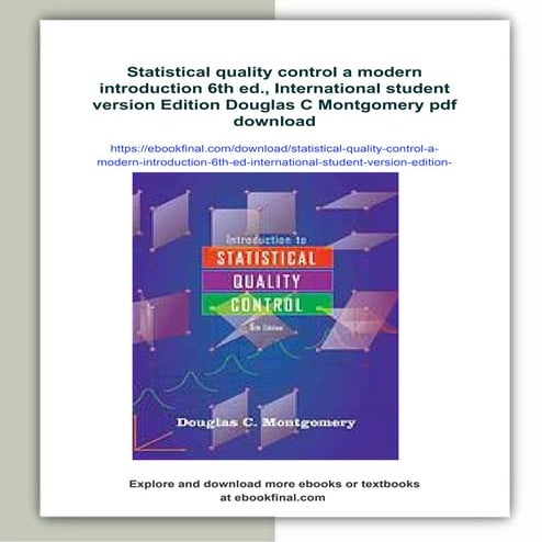 Statistical quality control a modern introduction 6th ed ...