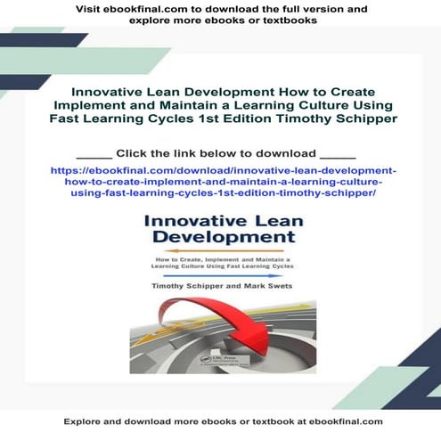 Innovative Lean Development How to Create Implement and Maintain a Learning Culture Using Fast ...