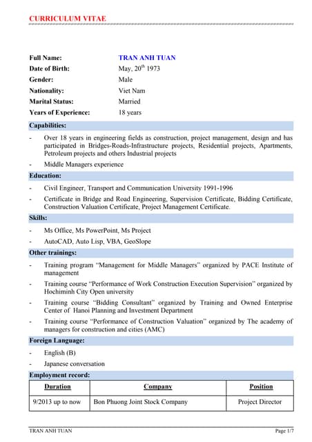 Thai.curriculum vitae | PDF