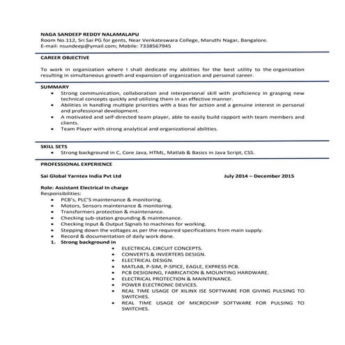 SANDEEP REDDY RESUME PDF | PDF