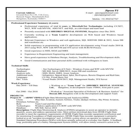 Jipson PJ Resume(Nov 2016) | DOC