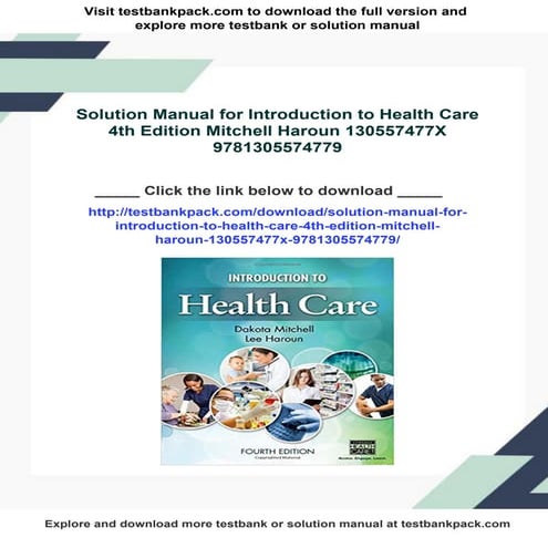 Solution Manual for Introduction to Health Care 4th Edition Mitchell ...