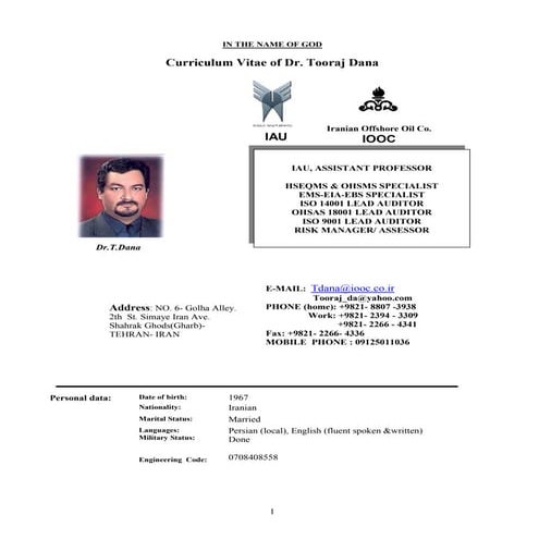 Curriculum Vitae of DR DANA UPDATED 2015 | PDF