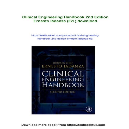 Clinical Engineering Handbook 2nd Edition Ernesto Iadanza (Ed.) | PDF