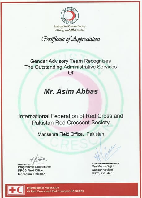 IFRC field Hospital experience Certificate | PDF