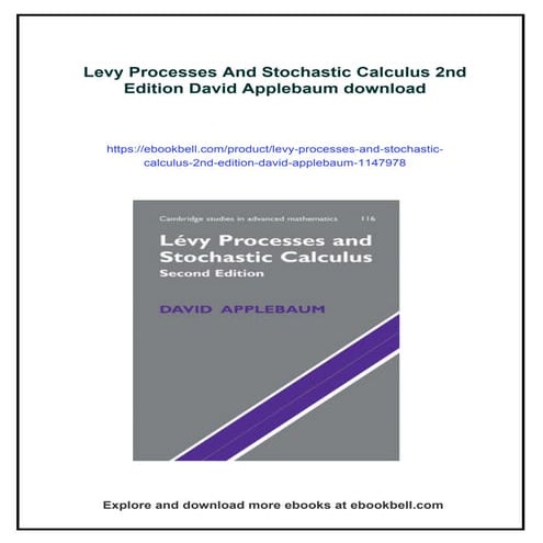 Levy Processes And Stochastic Calculus 2nd Edition David Applebaum | PDF