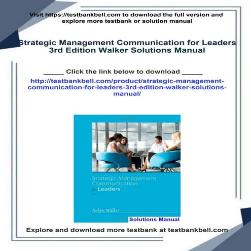 Strategic Management Communication for Leaders 3rd Edition Walker ...