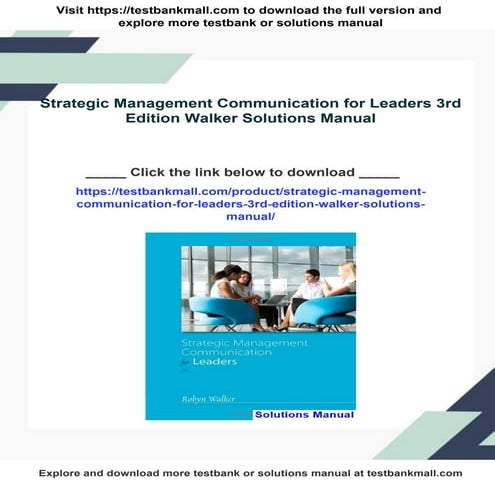 Strategic Management Communication for Leaders 3rd Edition Walker ...