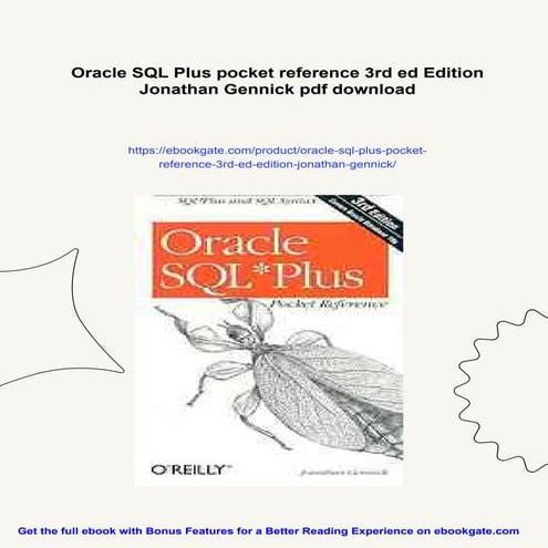 Oracle SQL Plus pocket reference 3rd ed Edition Jonathan Gennick | PDF