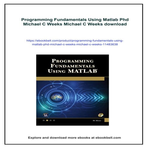 Programming Fundamentals Using Matlab Phd Michael C Weeks Michael C Weeks | PDF