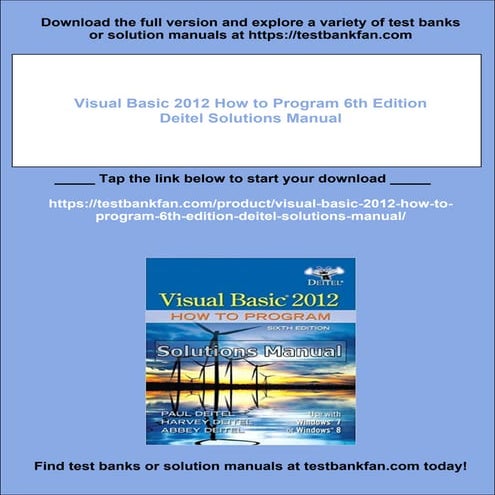 Visual Basic 2012 How to Program 6th Edition Deitel Solutions Manual | PDF