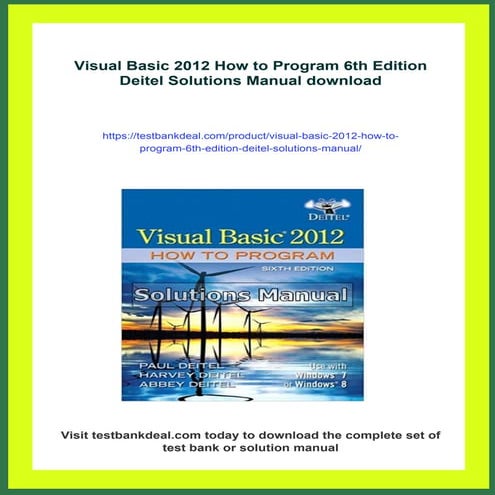 Visual Basic 2012 How to Program 6th Edition Deitel Solutions Manual | PDF