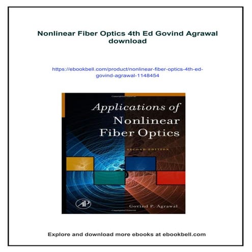 Nonlinear Fiber Optics 4th Ed Govind Agrawal | PDF