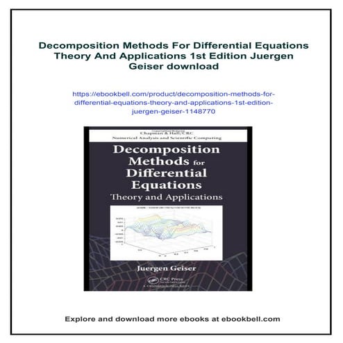 Decomposition Methods For Differential Equations Theory And ...