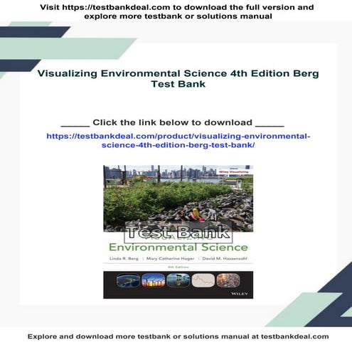 Visualizing Environmental Science 4th Edition Berg Test Bank | PDF