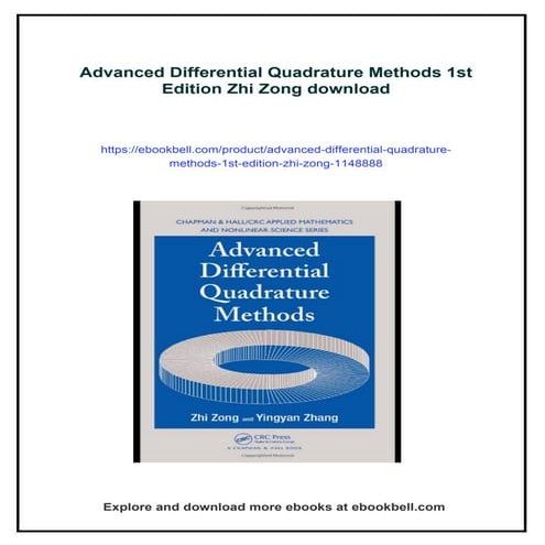 Advanced Differential Quadrature Methods 1st Edition Zhi Zong | PDF
