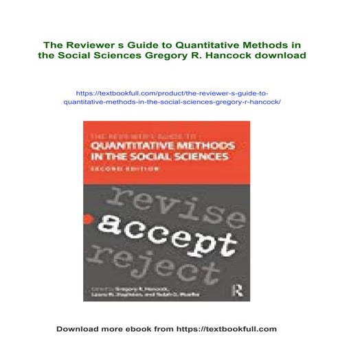 The Reviewer s Guide to Quantitative Methods in the Social Sciences ...