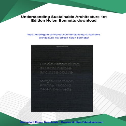 Understanding Sustainable Architecture 1st Edition Helen Bennetts | PDF