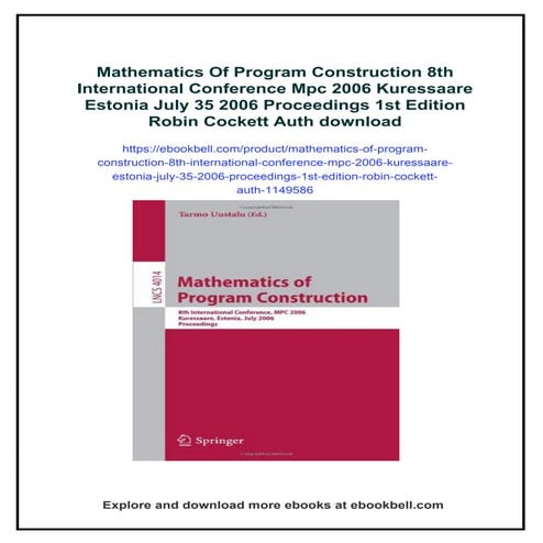 Mathematics Of Program Construction 8th International Conference Mpc ...