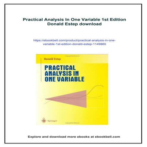 Practical Analysis In One Variable 1st Edition Donald Estep | PDF