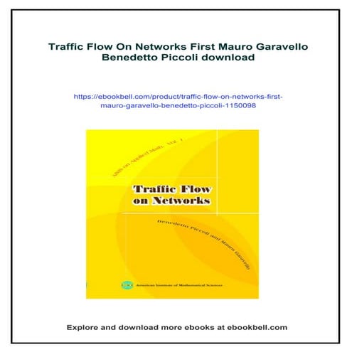 Traffic Flow On Networks First Mauro Garavello Benedetto Piccoli | PDF