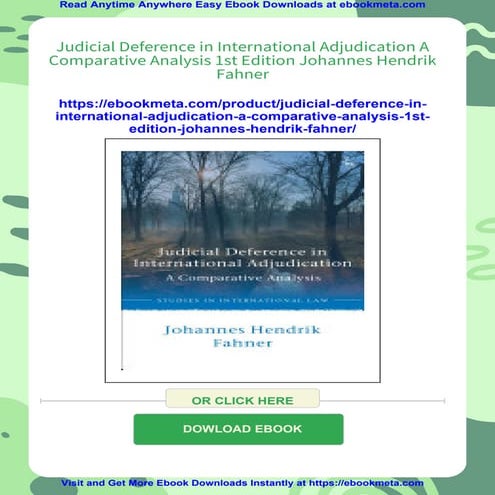 Judicial Deference in International Adjudication A Comparative Analysis ...