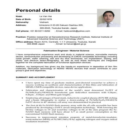 Le Van Hai- Resume | PDF