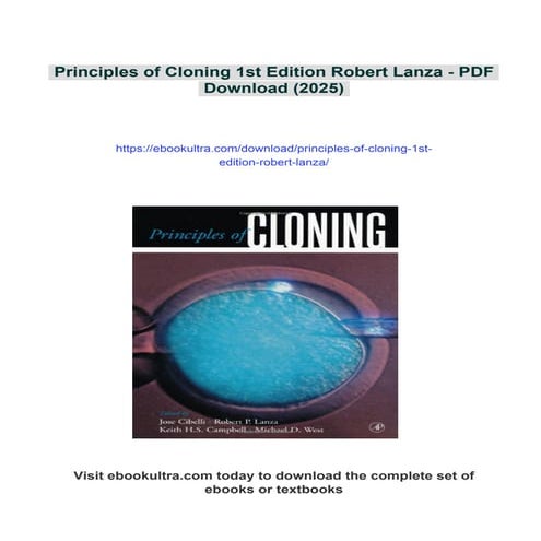 Principles of Cloning 1st Edition Robert Lanza | PDF