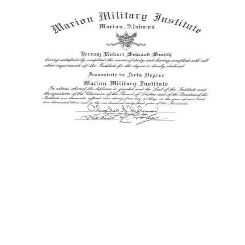Marion Military Diploma | PDF