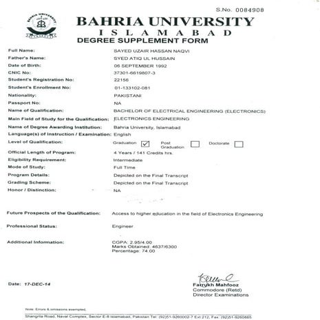 Degree Supplement Form | PDF
