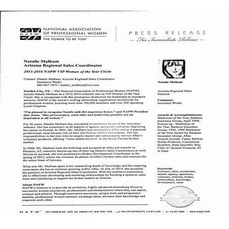 NAPW VIP Press Release | PDF