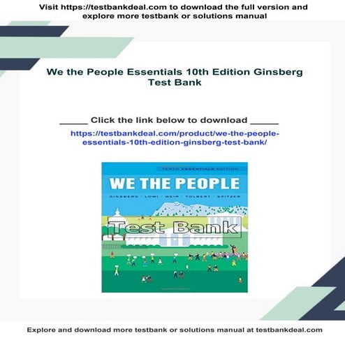 We the People Essentials 10th Edition Ginsberg Test Bank | PDF