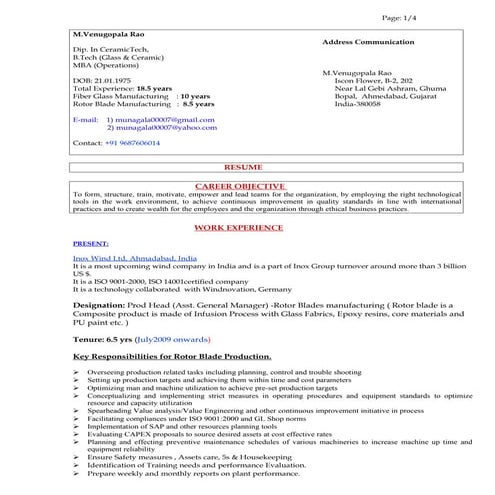 Venugopala Rao resume | DOC