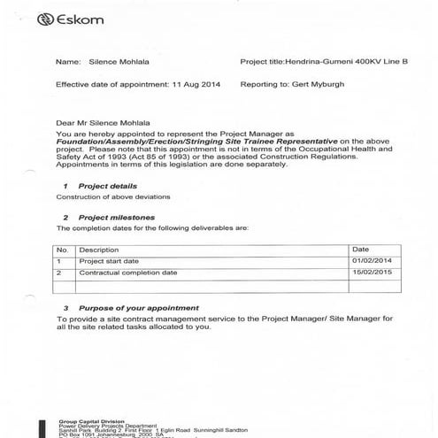 Eskom job descrption | PDF