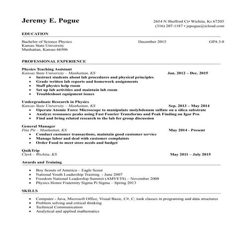 Jeremy Pogue Resume | PDF