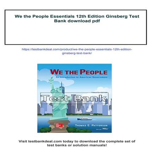 We the People Essentials 12th Edition Ginsberg Test Bank | PDF