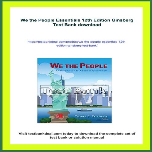 We the People Essentials 12th Edition Ginsberg Test Bank | PDF