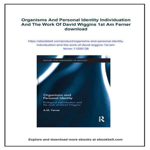 Organisms And Personal Identity Individuation And The Work Of David ...