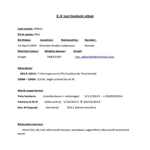 CV Rita Abbas | DOCX