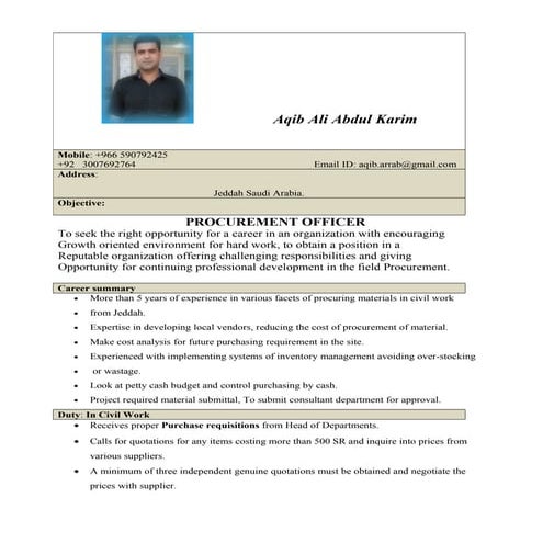 Aqib CV 31.08.2015 | Business | Business and Finance