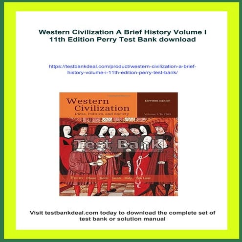 Western Civilization A Brief History Volume I 11th Edition Perry Test ...